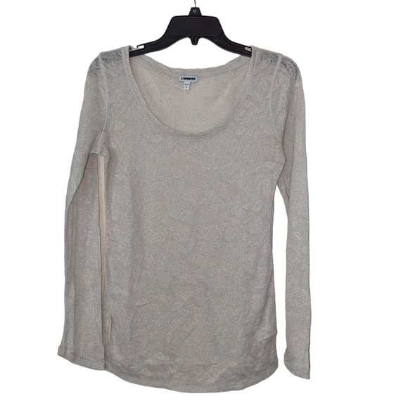 Express | Sweaters | Womens Express Long Sleeve Metallic Sweater White ...